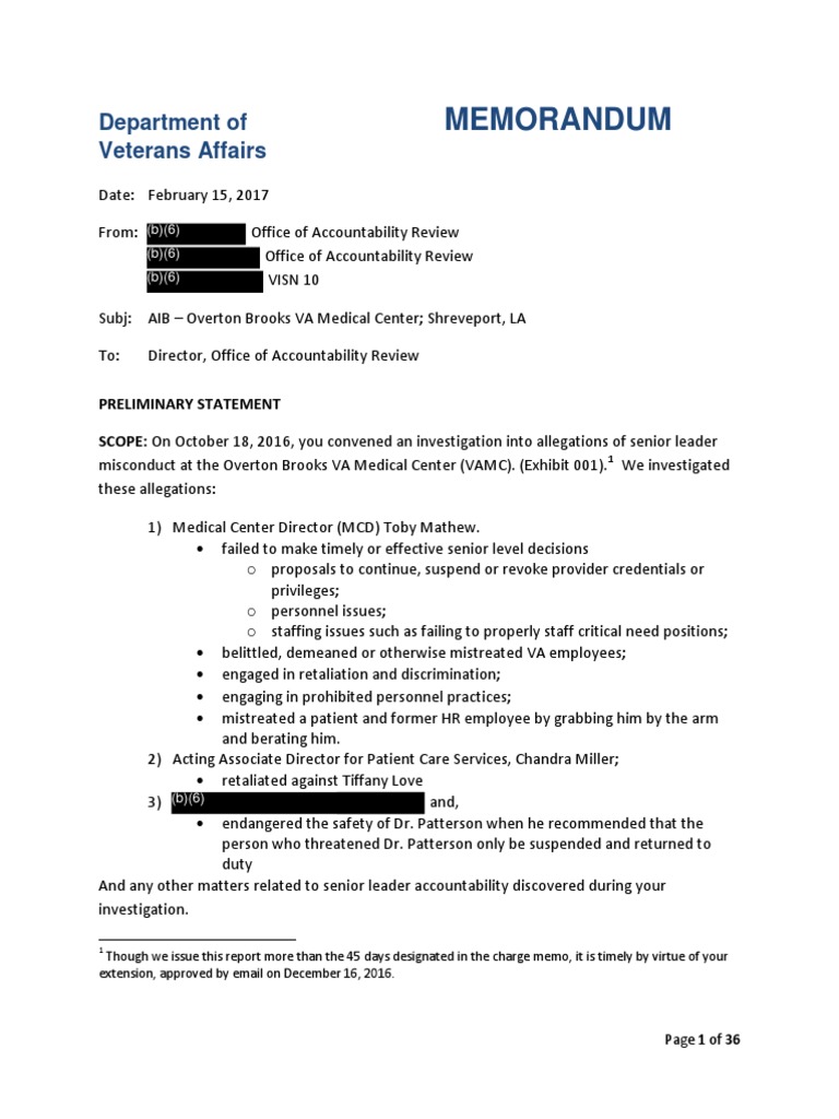 Office of Accountability Review Report On Toby Mathew | PDF | Veterans ...
