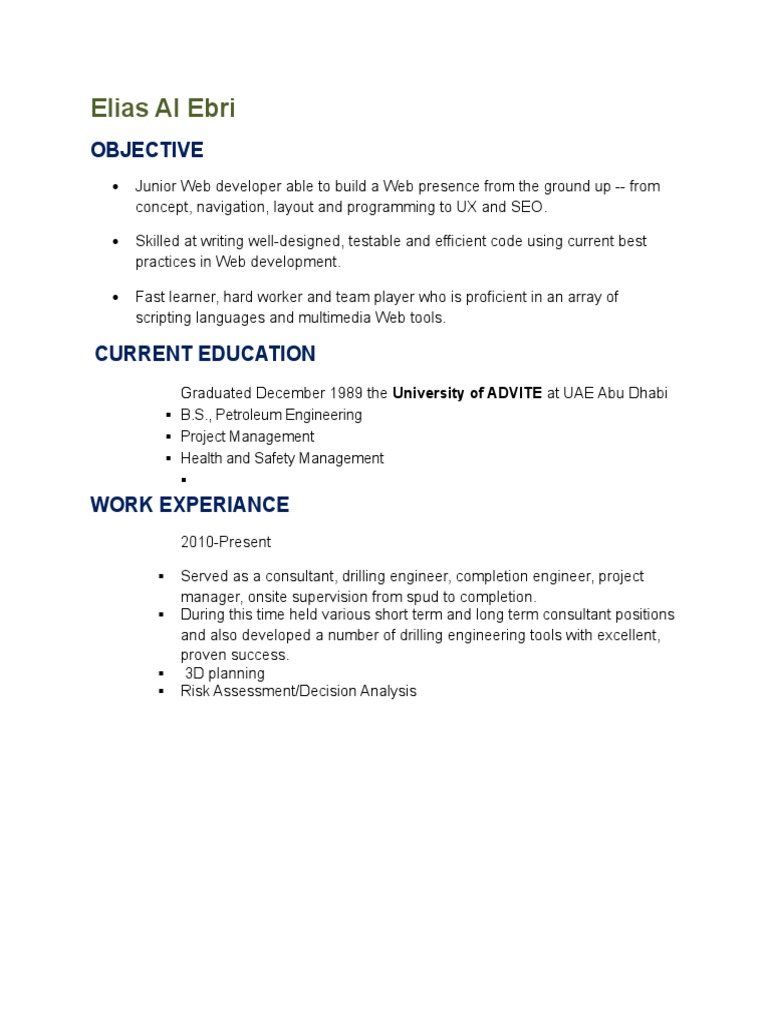 Elias CV | PDF | Cognition | Learning