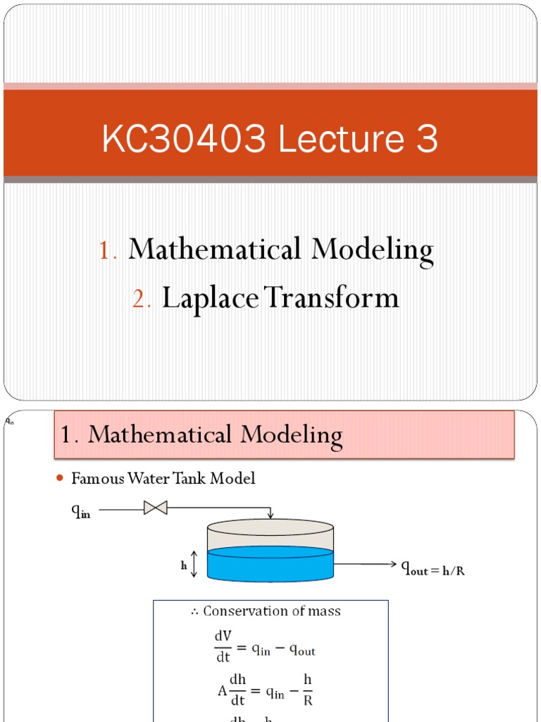 KC30403 Lecture 3: Mathematical Modeling Laplace Transform | PDF ...