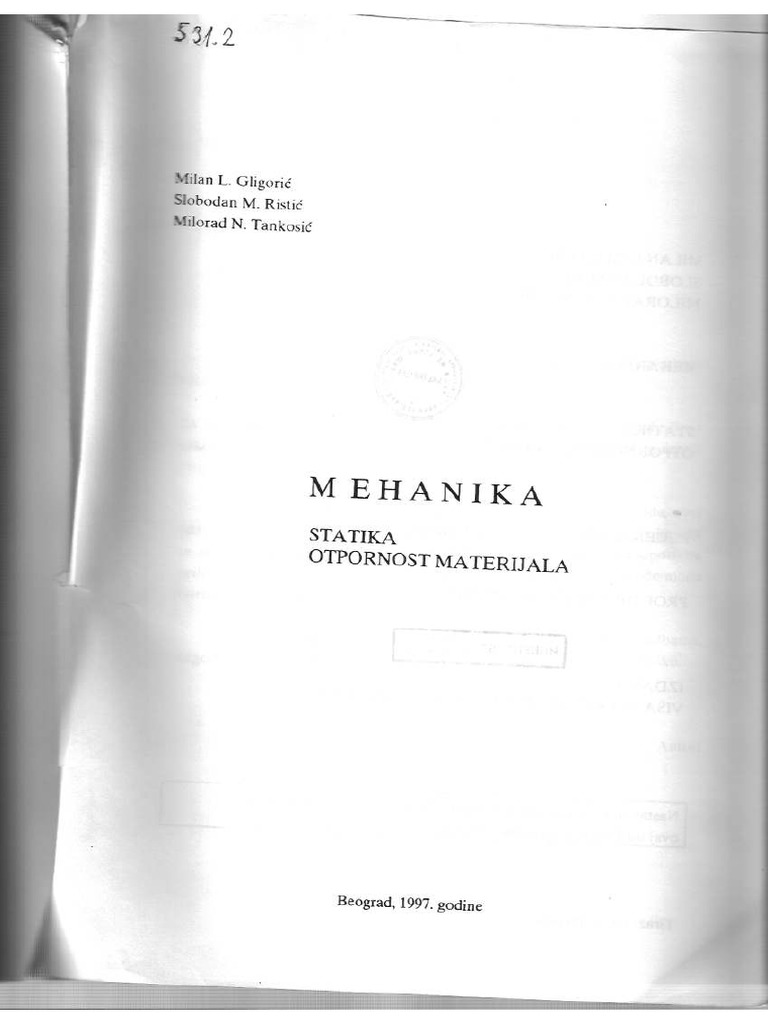 Mehanika I Statika Knjiga PDF | PDF