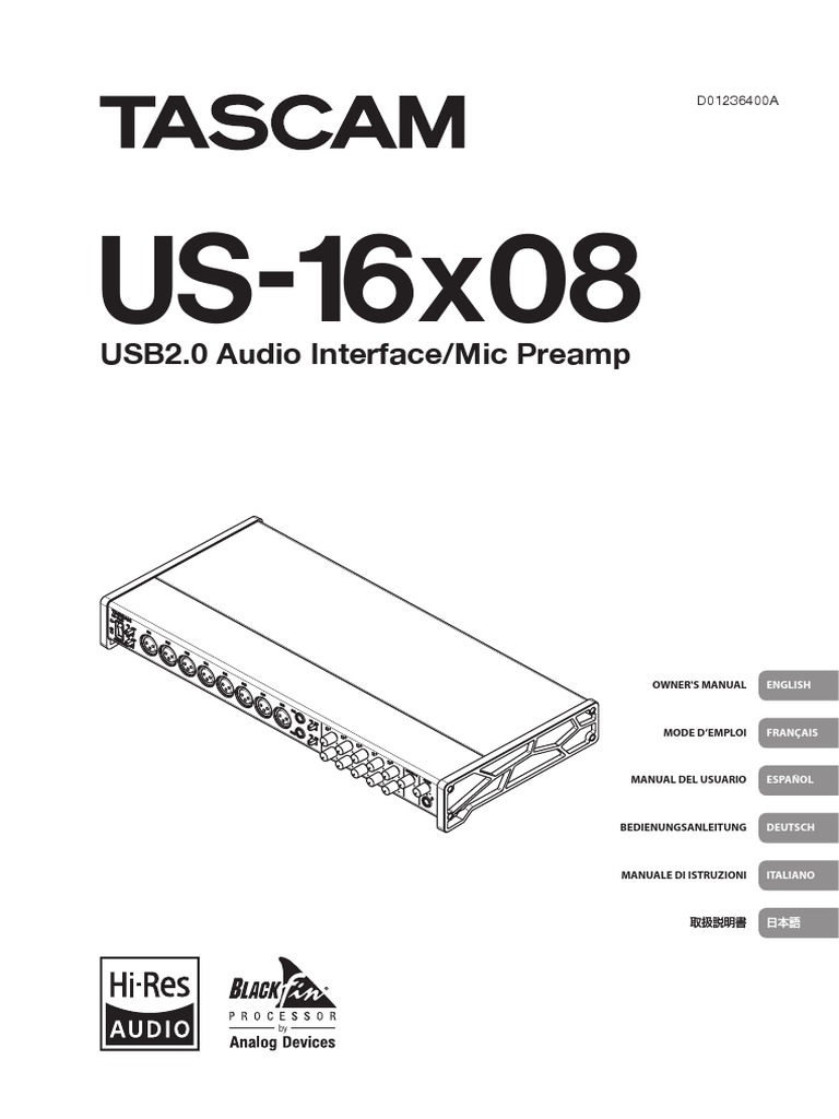 Owner Manual - Tascam 16x08 | PDF | Usb | Microphone