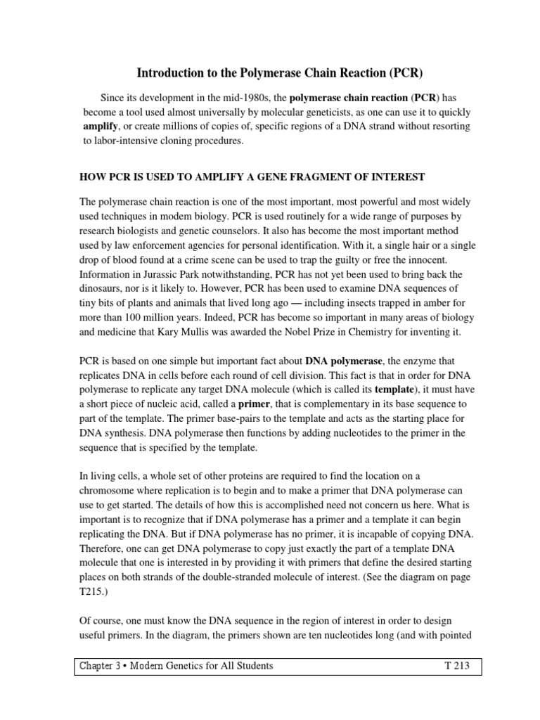 Introduction To The Polymerase Chain Reaction (PCR) | PDF | Polymerase ...