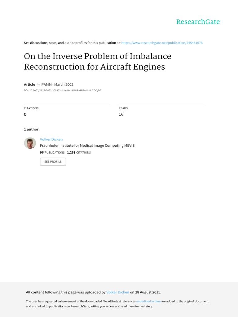 On The Inverse Problem of Imbalance Reconstruction PDF | PDF ...