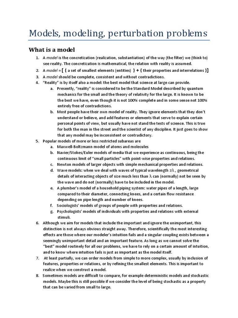 Models, Modeling, Perturbation Problems: What Is A Model | Download ...