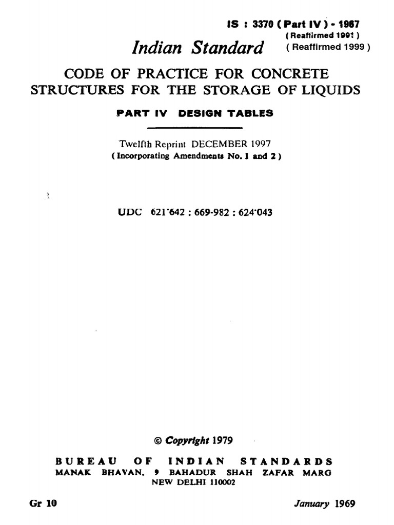 RCC Design of Water Tank Is 3370 Part V Tables | PDF | Prestressed ...