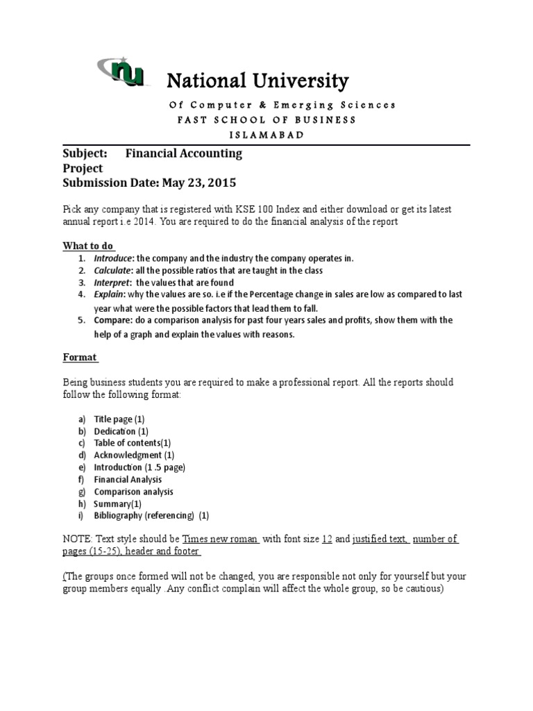 Final Project - Financial Accounting - Spring 2015 | PDF