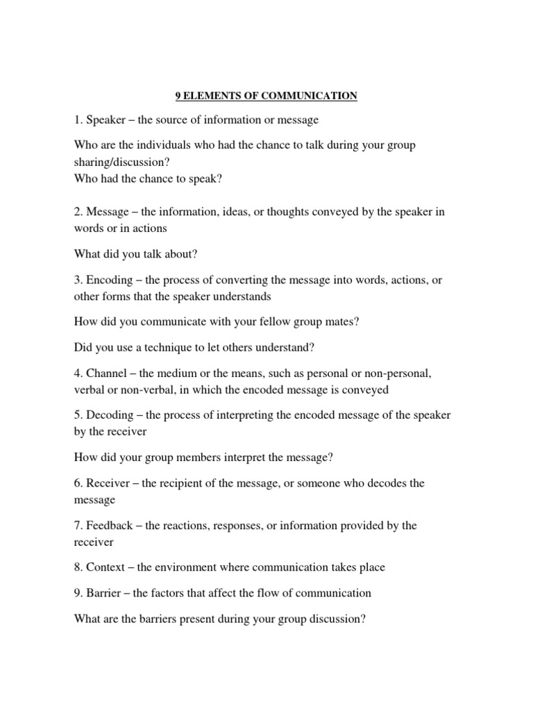 9 Elements of Communication | PDF | Cybernetics | Semiotics