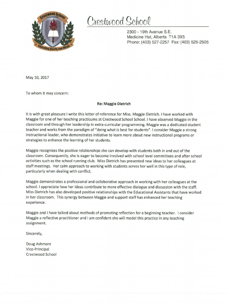 Doug Ashmore Reference Letter | PDF