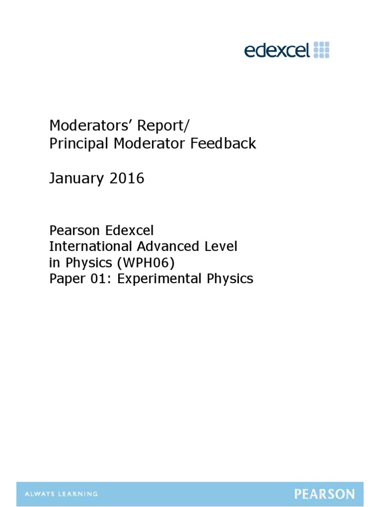 Moderators' Report/ Principal Moderator Feedback January 2016 | PDF ...