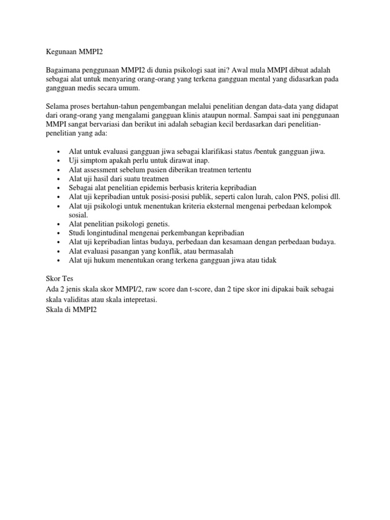 Manfaat Tes Mmpi | PDF