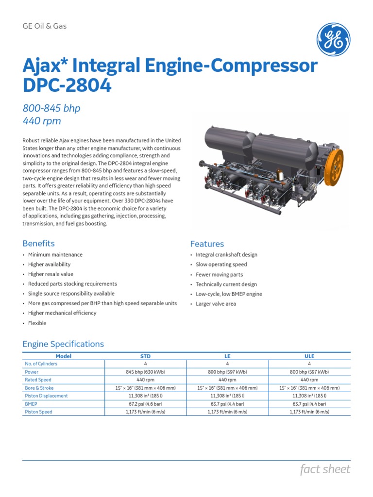 Ajax Integral Engine-Compressor DPC-2804: 800-845 BHP 440 RPM | PDF ...