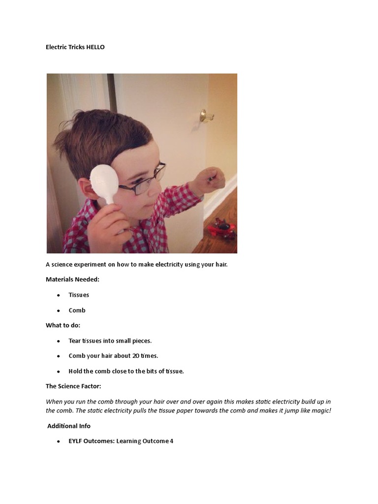 Electric Tricks HELLO: A Science Experiment On How To Make Electricity ...
