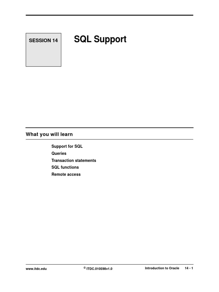 SQL Support | PDF | Pl/Sql | Sql