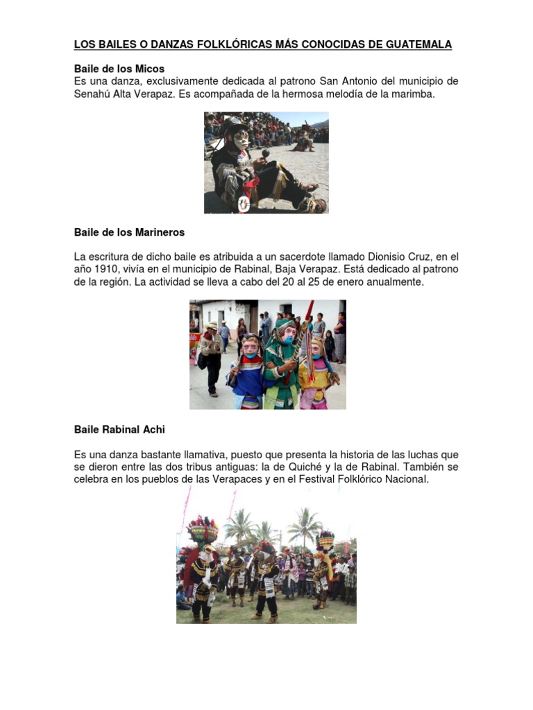 Los Bailes O Danzas Folklóricas Más Conocidas De Guatemala Pdf