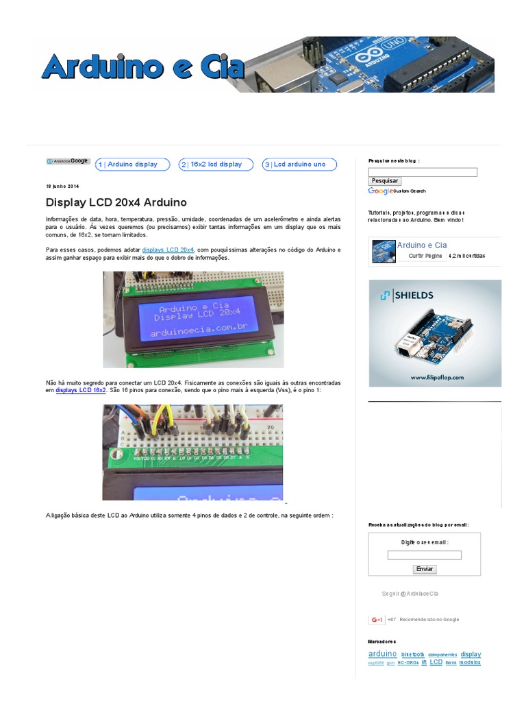 Arduino e Cia - Display LCD 20x4 Arduino | PDF | Arduino | Google