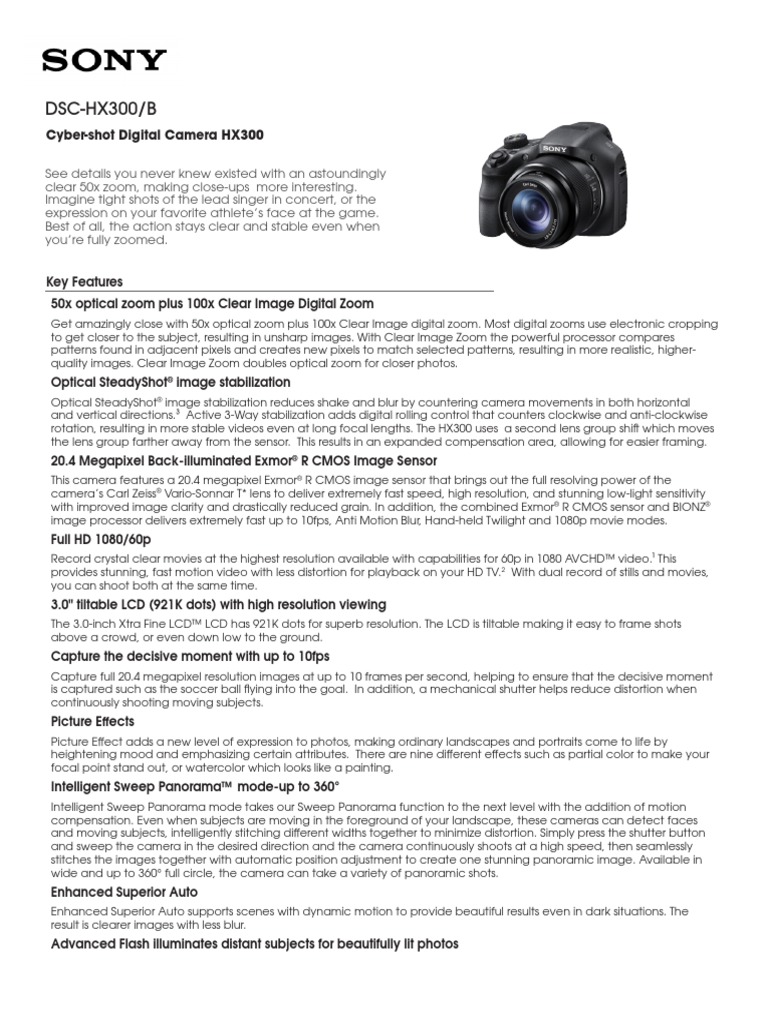 Sony Cyber Shot DSC HX300b - MKSP | PDF | Zoom Lens | Image Stabilization