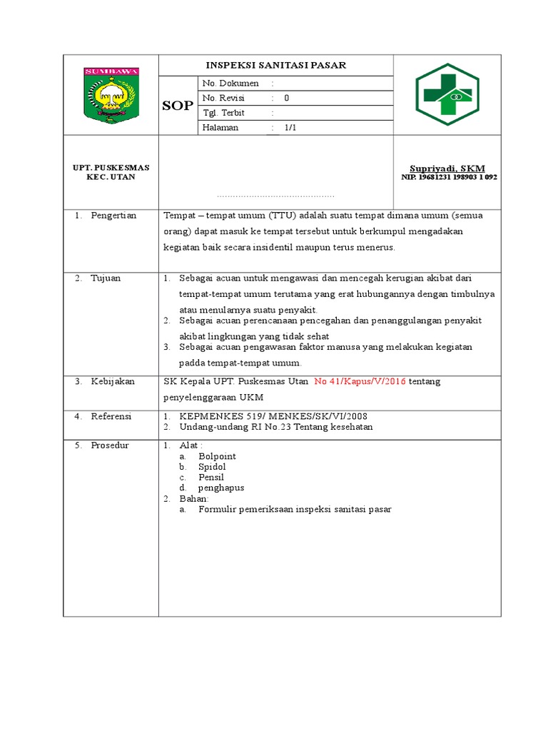Sop Inspeksi Perawatan Dan Instalasi Pompa Pdf - Riset