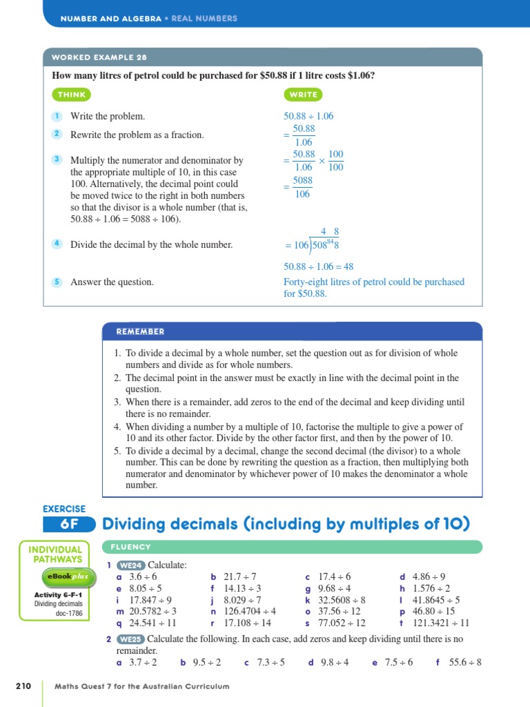Dividing Decimals (Including by Multiples of 10) | PDF | Lexicology ...