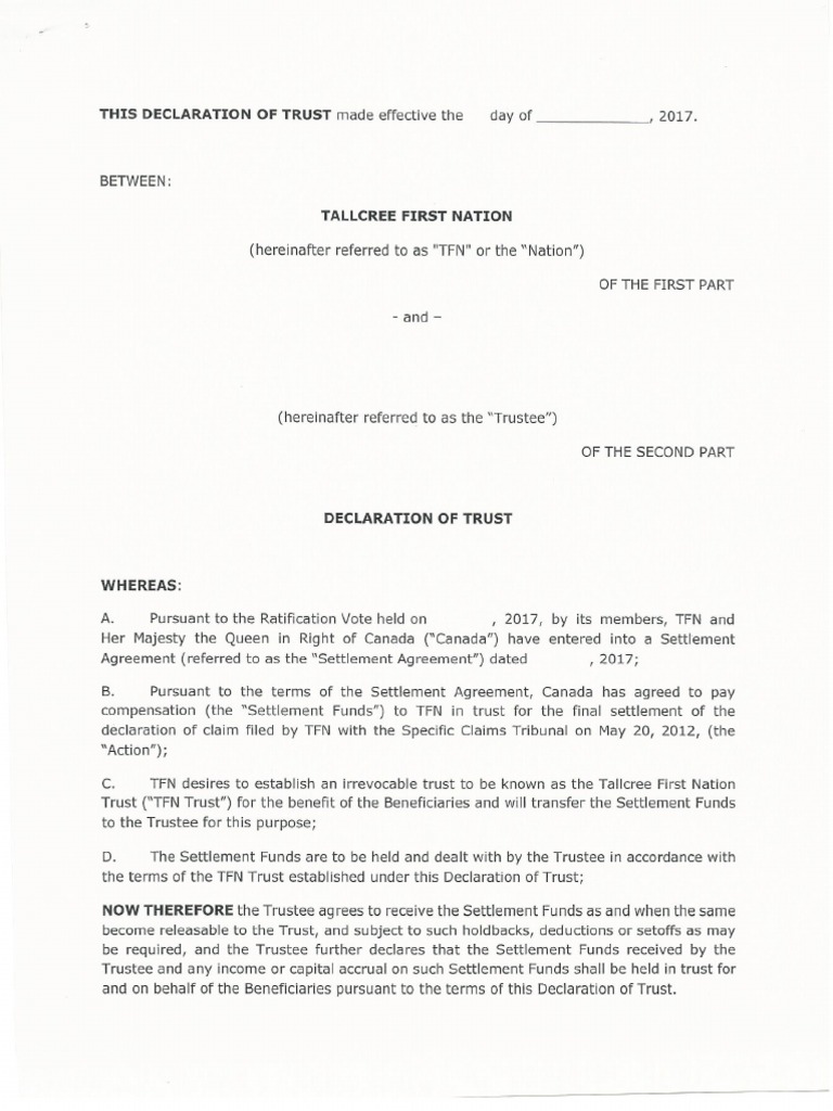 Declaration of Trust | PDF