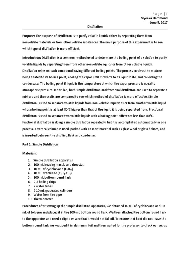 Lab Report 5 Distillation | PDF | Distillation | Chemical Process ...