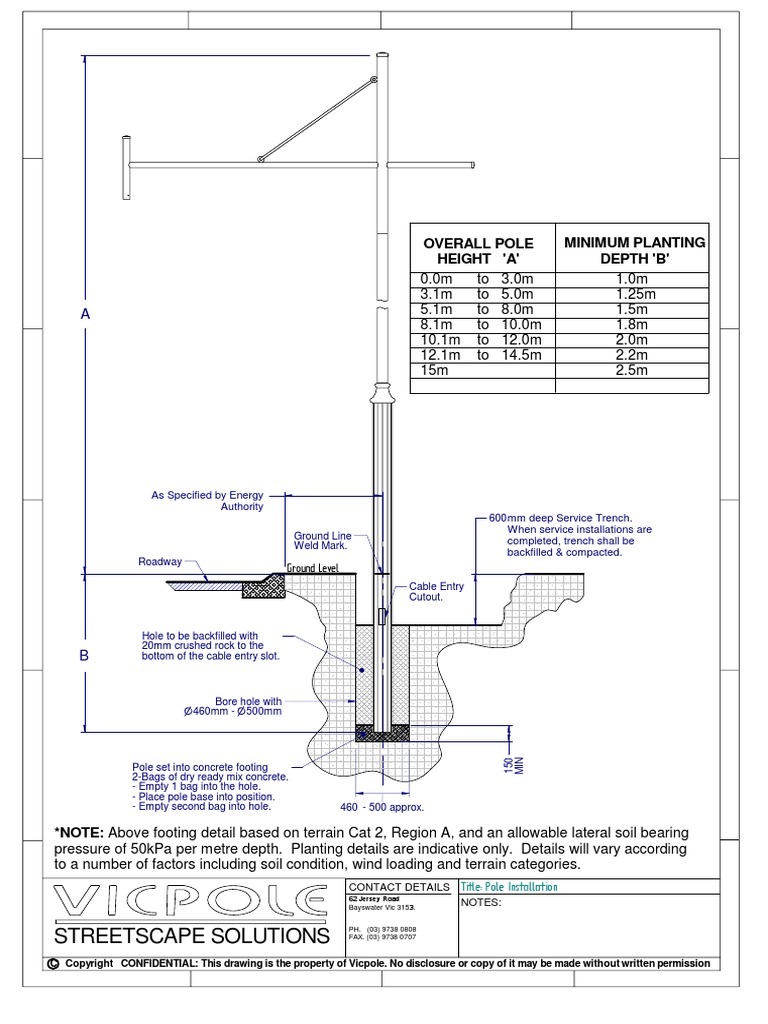 Streetscape Solutions: Overall Pole Height 'A' Minimum Planting Depth ...