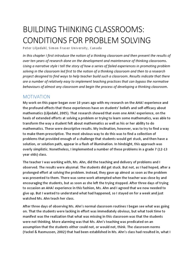 Building Thinking Classrooms | PDF | Classroom | Teaching Method