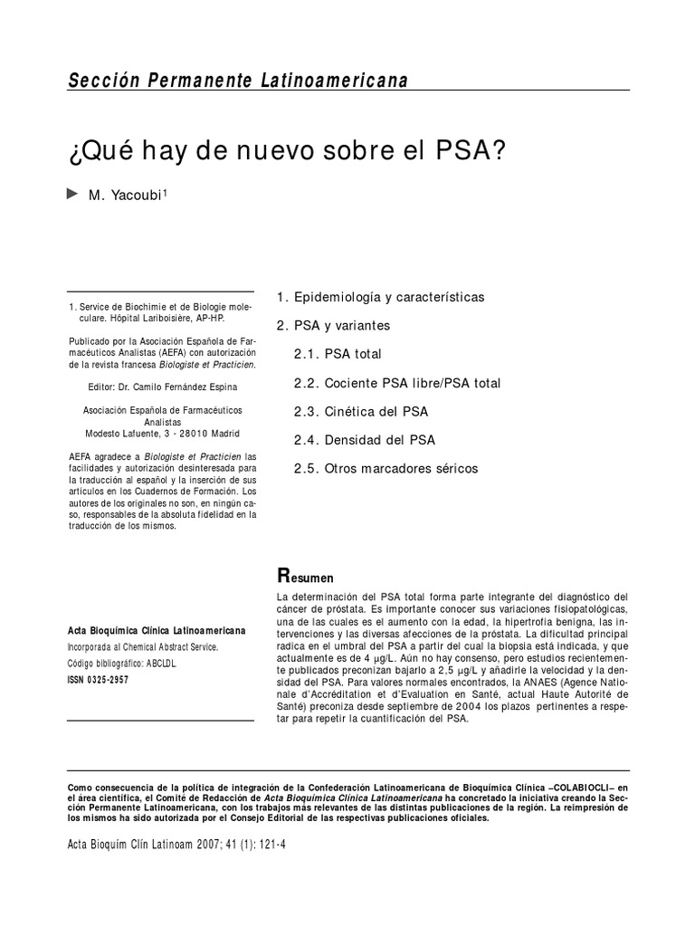 Psa PDF | PDF | Antígeno específico de la próstata | Cancer de prostata