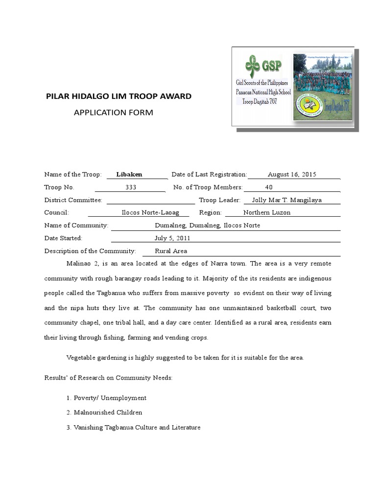 PHL Application Form | PDF | Community Organizing | Community