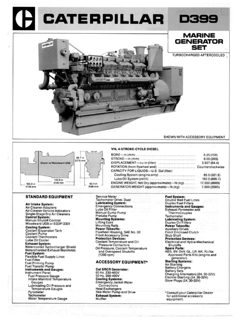 Spec Sheet - Cat D399 Genset PDF | PDF