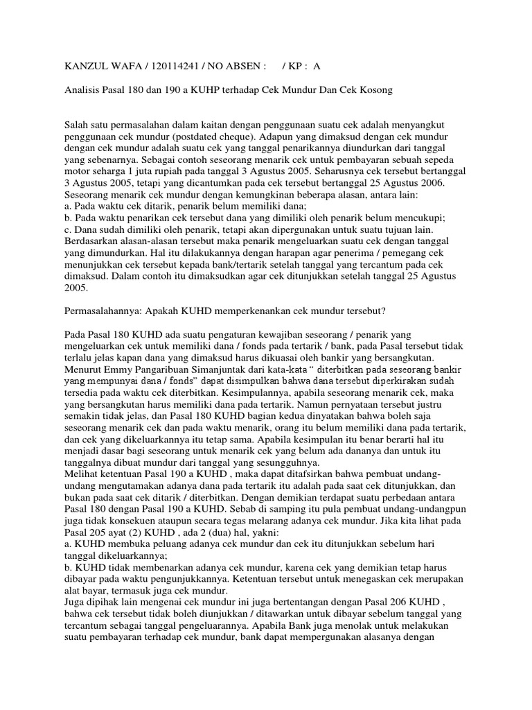 Cek Mundur Dan Cek Kosong | PDF