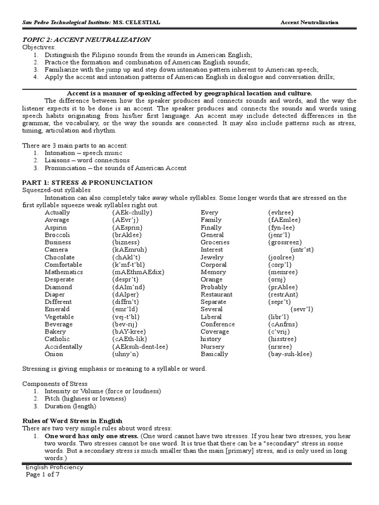 ACCENT NEUTRALIZATION - Stress and Intonation | Download Free PDF ...