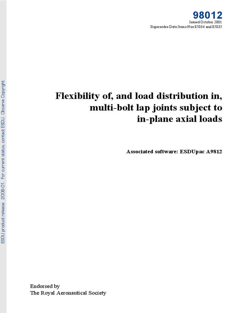 Flexibility Of, and Load Distribution In, Multi-Bolt Lap Joints Subject ...