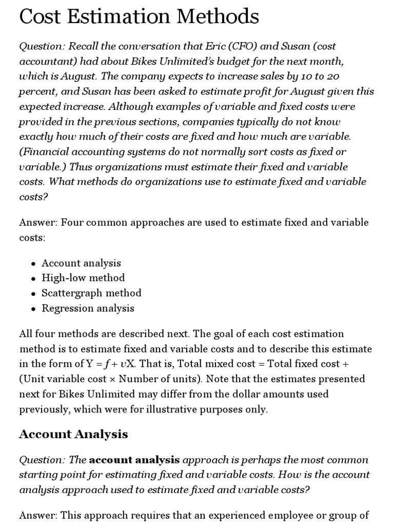 Cost Estimation Methods | PDF | Regression Analysis | Cartesian ...