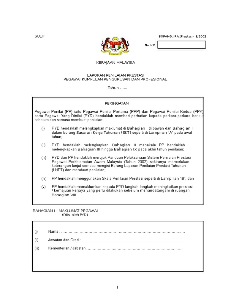 Borang LNPT 3 2002 P&P | PDF