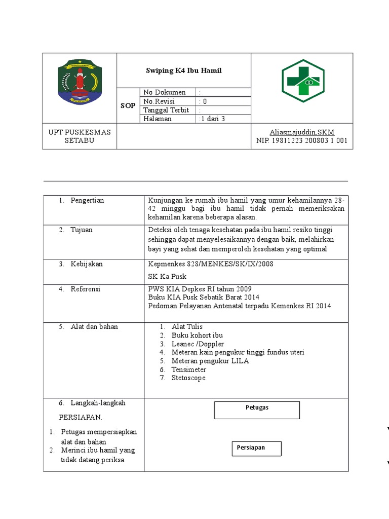 SOP Swiping K4 Ibu Hamil | PDF