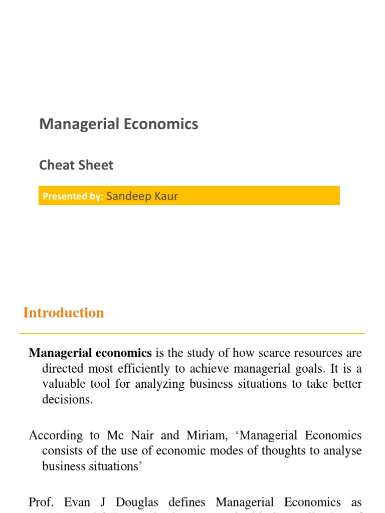 Managerial Economics: Cheat Sheet | PDF | Economic Equilibrium ...