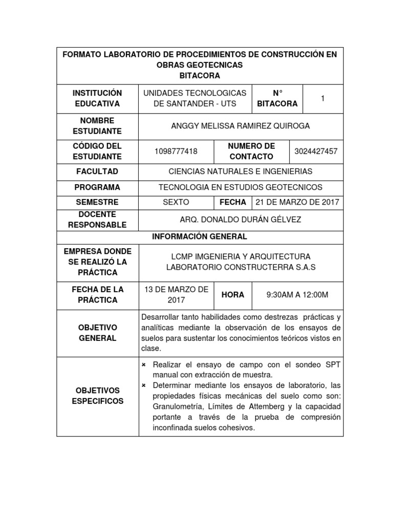 BITACORA | PDF | Laboratorios | Ensayos