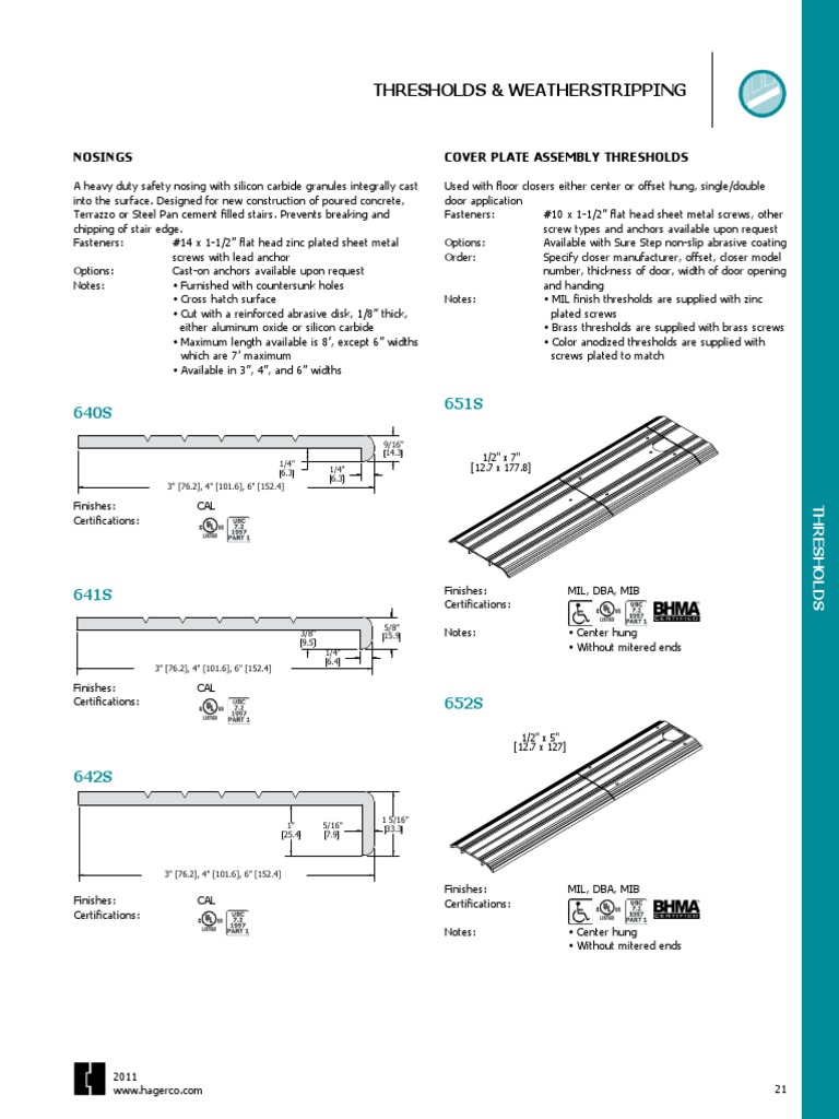 Hager Weatherstrip Catalog | PDF | Brass | Screw