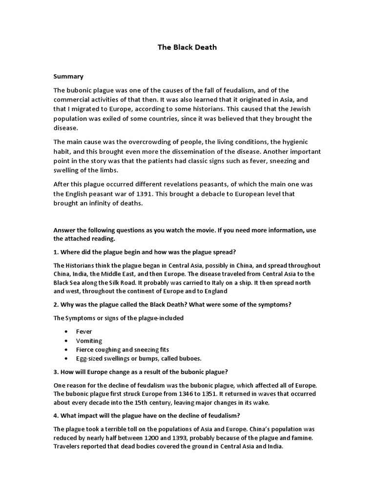 The Black Death - TAREA | PDF | Black Death | Plague (Disease)