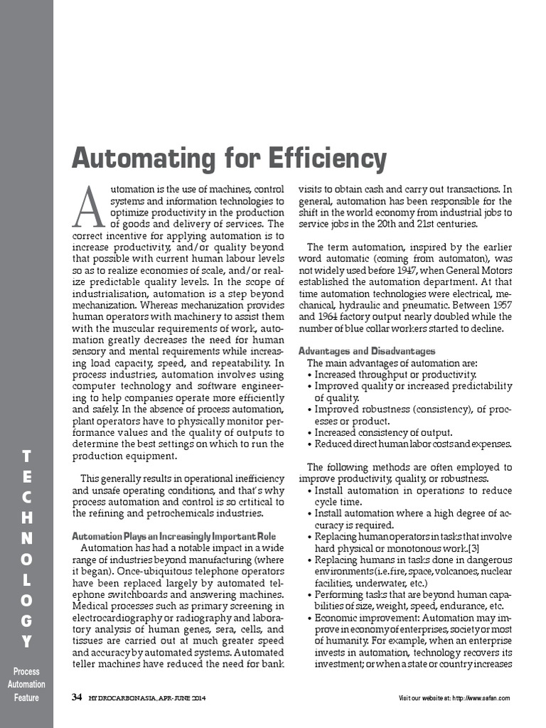 Automating For Efficiency | PDF | Automation | Programmable Logic Controller