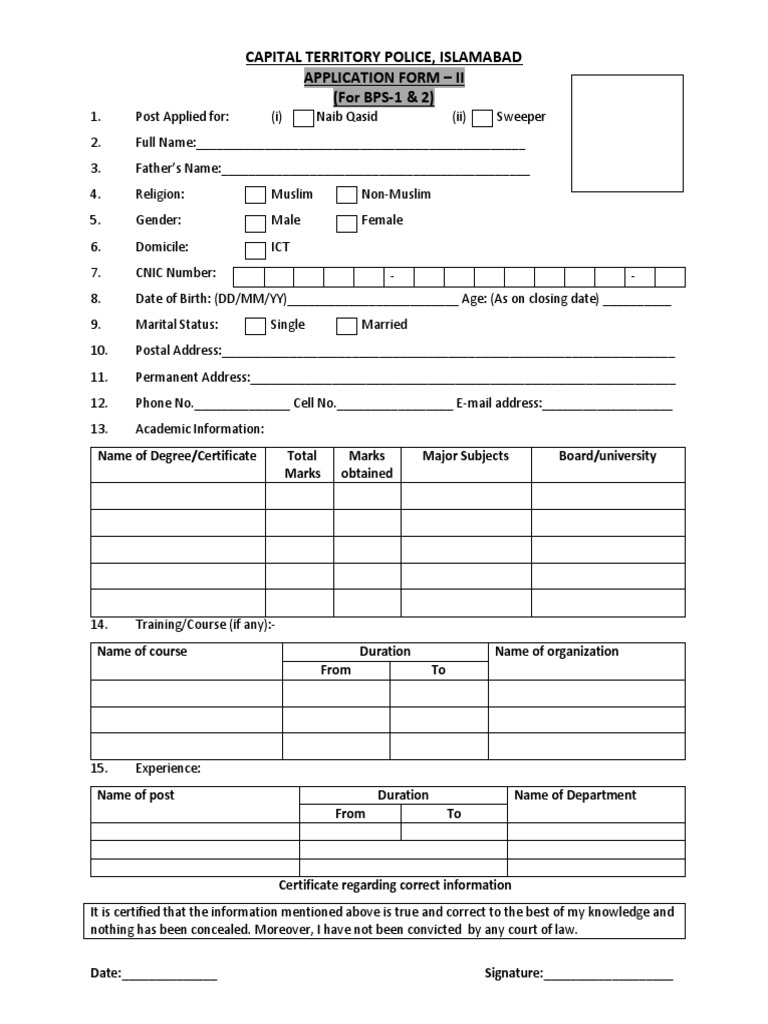 Police Application Form | PDF | Government Information | Social ...