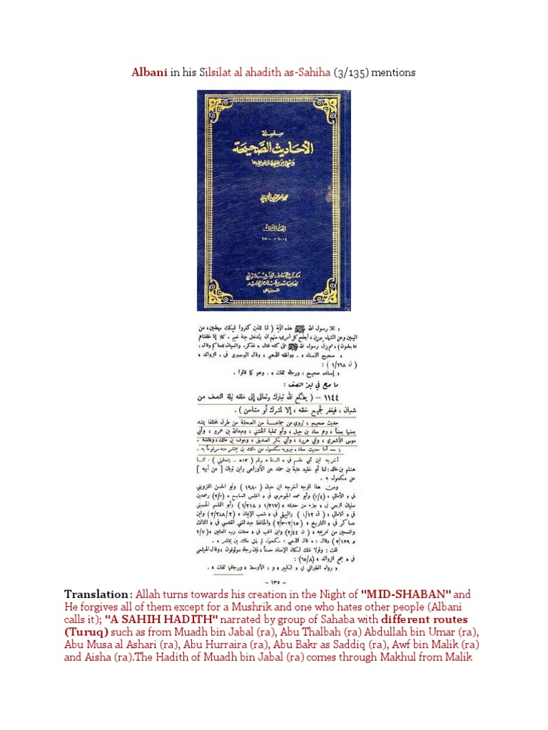Albani On Nisf e Shabaan | PDF | Hadith | Ali