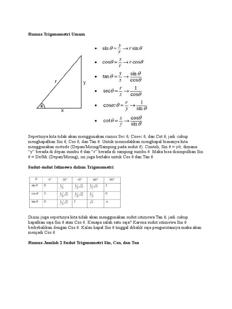 Rumus Trigonometri Umum | PDF