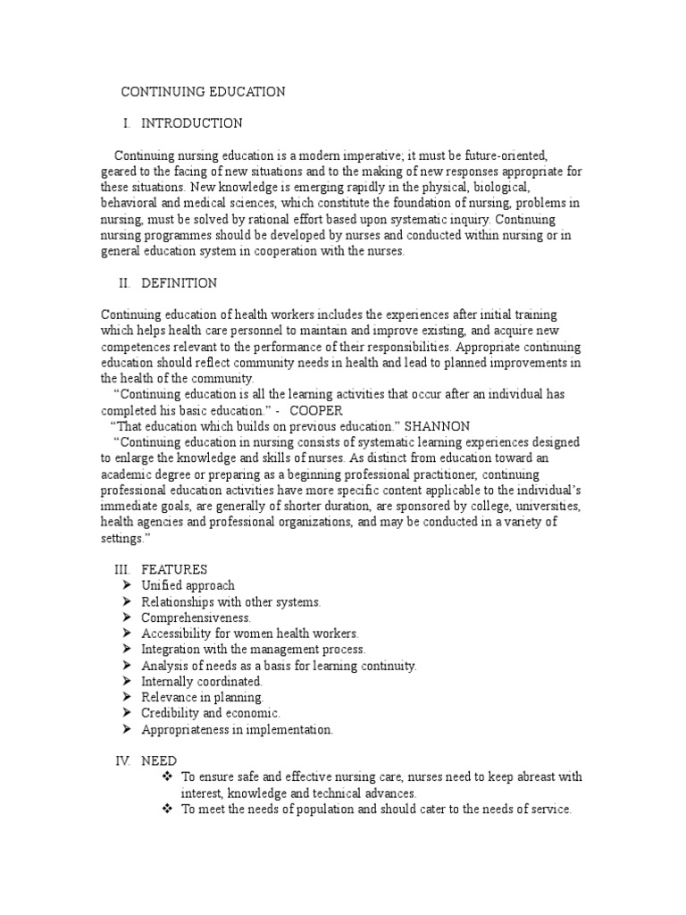Continuing Education | PDF | Nursing | Learning