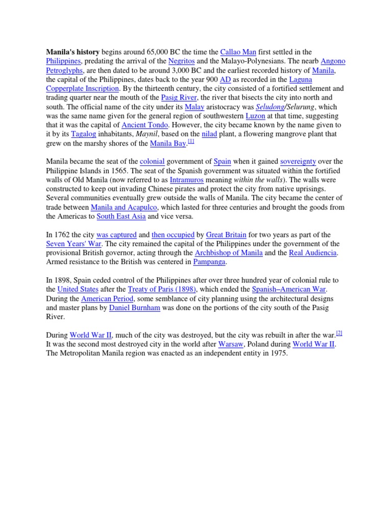 Manila History | PDF | Manila | Philippines
