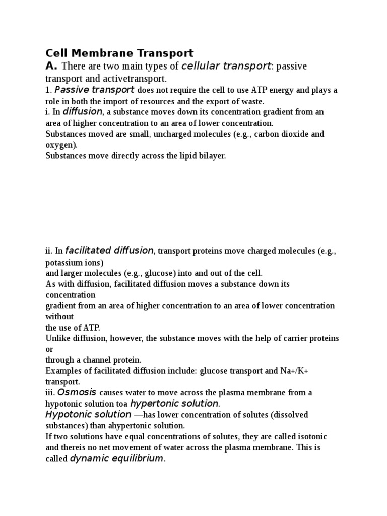 Cell Membrane Transport | PDF