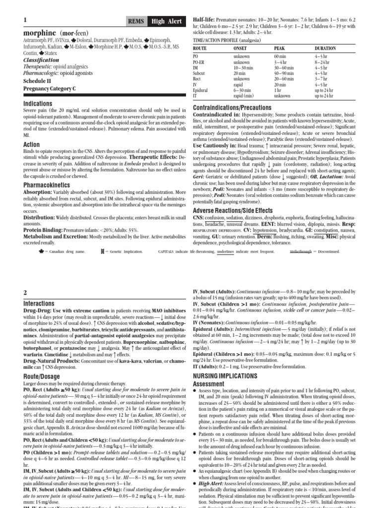 Morphine | Morphine | Opioid