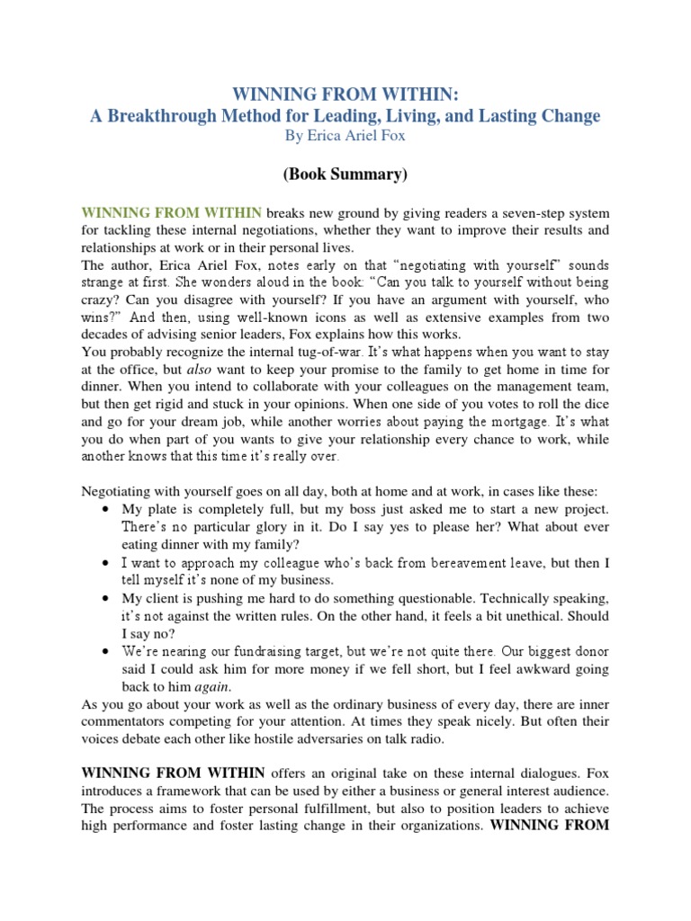 Winning From Within - Summary | PDF | Chief Financial Officer | Chief ...