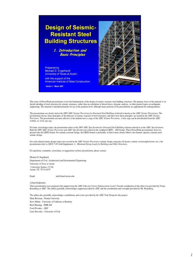 AISC Seismic Design Module1 Introduction PDF | PDF | Earthquake Engineering | Deformation ...