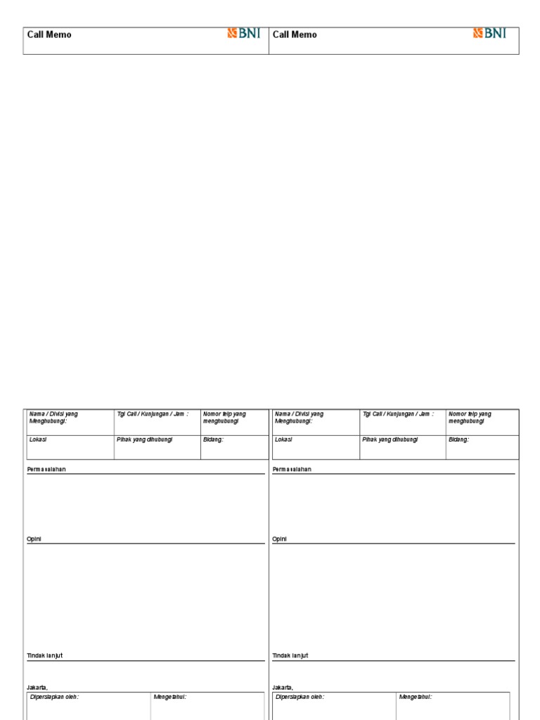 Call Memo | PDF